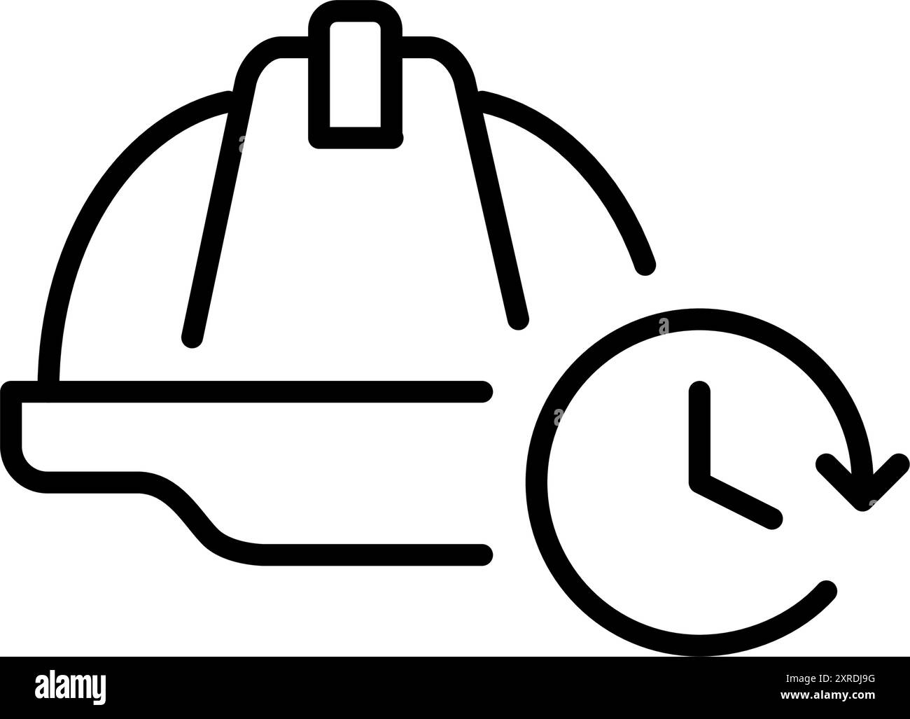 Construction hard hat and clock. Effective time management and working ...