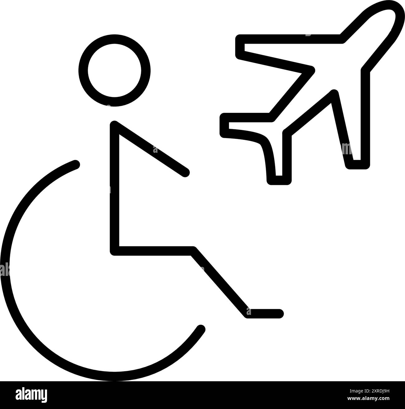 Person in wheelchair and airplane. Flight accessibility, inclusive ...