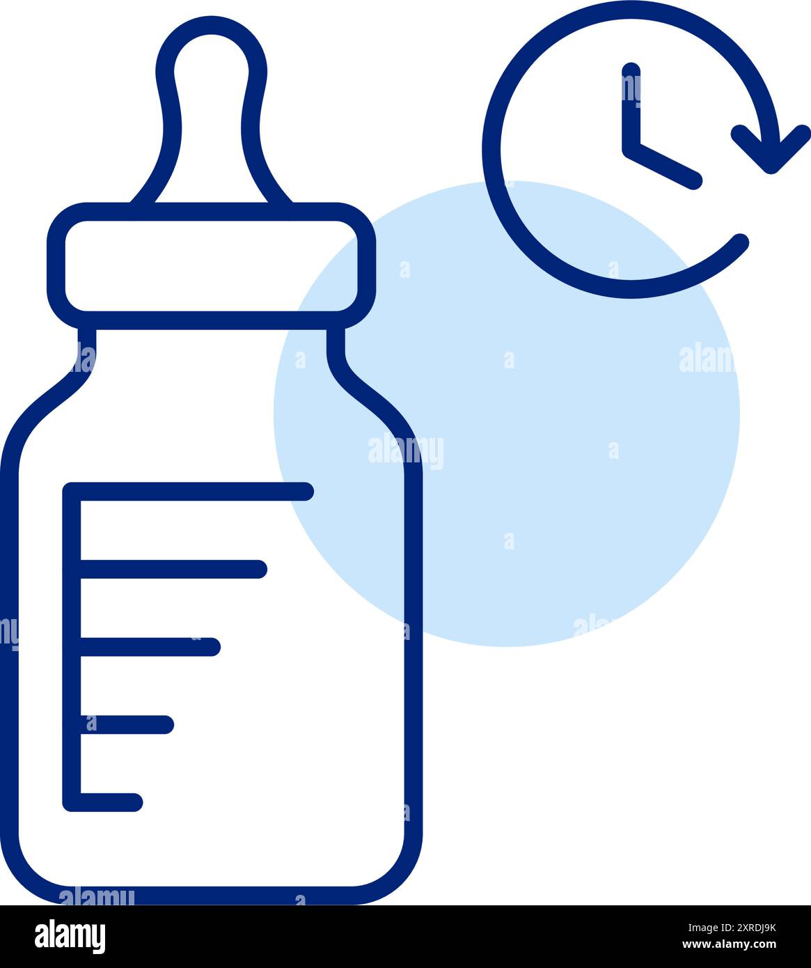 Baby bottle and clock. Feeding time, correct routine. Pixel perfect ...