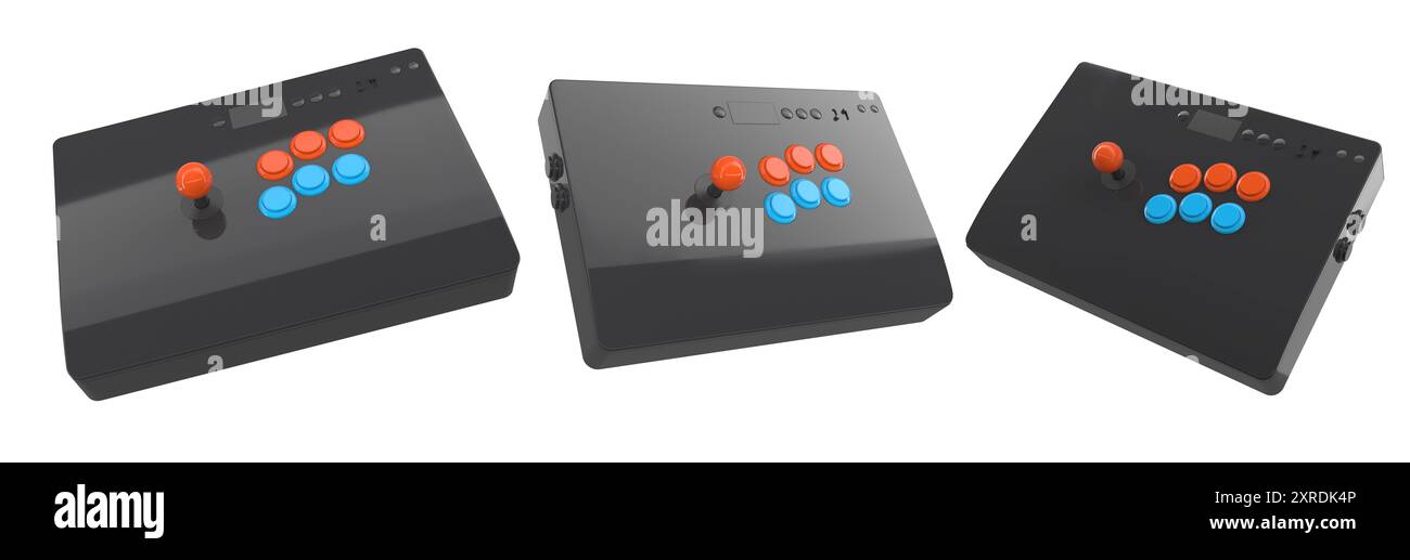 A set of arcade joysticks on isolated on white background with clipping ...