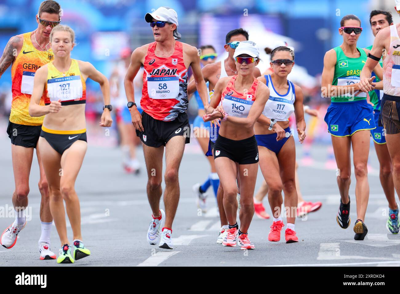 Paris, France. 7th Aug, 2024. (L to R) Masatora Kawano, Kumiko Okada ...