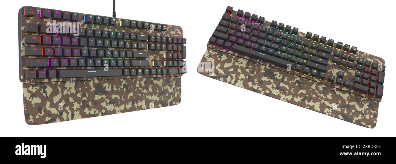 Collection of mechanical keyboards isolated on white background with ...