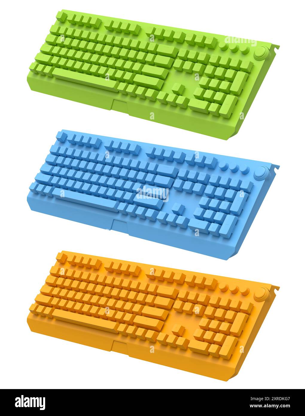 Collection of mechanical keyboards isolated on white background with ...