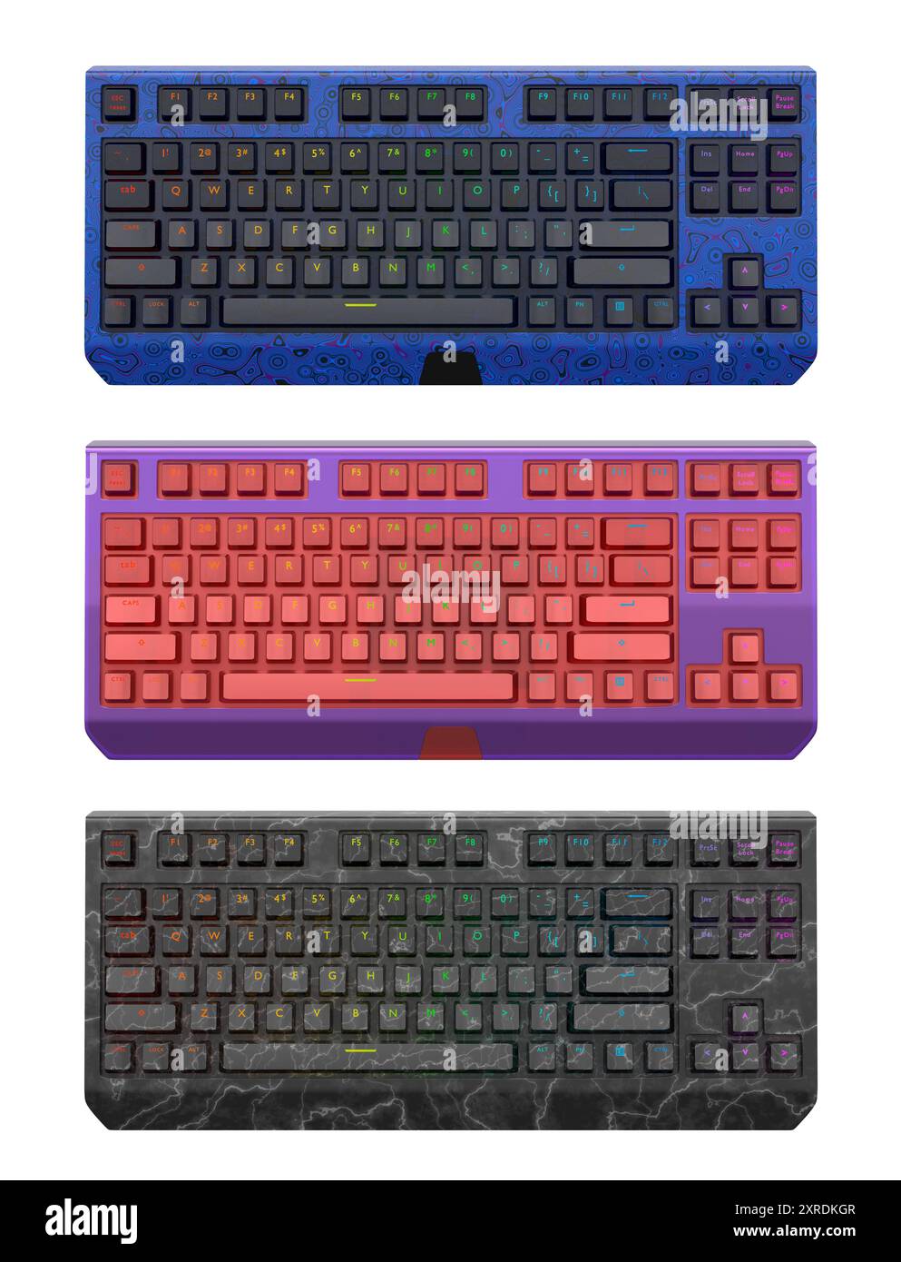 Collection of mechanical keyboards isolated on white background with ...