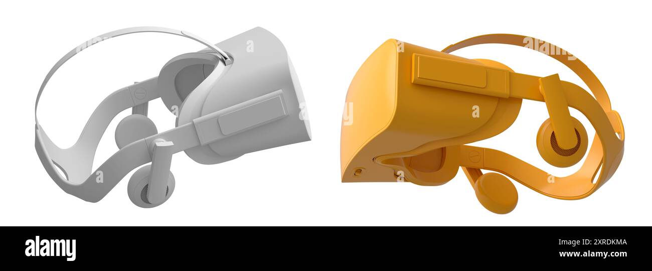 Virtual reality glasses and headset isolated on white background with ...