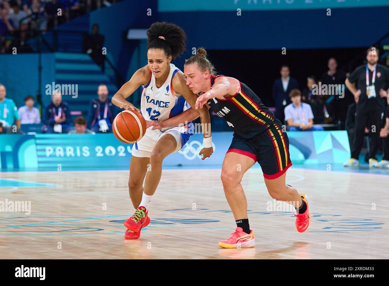 Leila Lacan of France and Elise Ramette of Belgium, Basketball, Women's ...