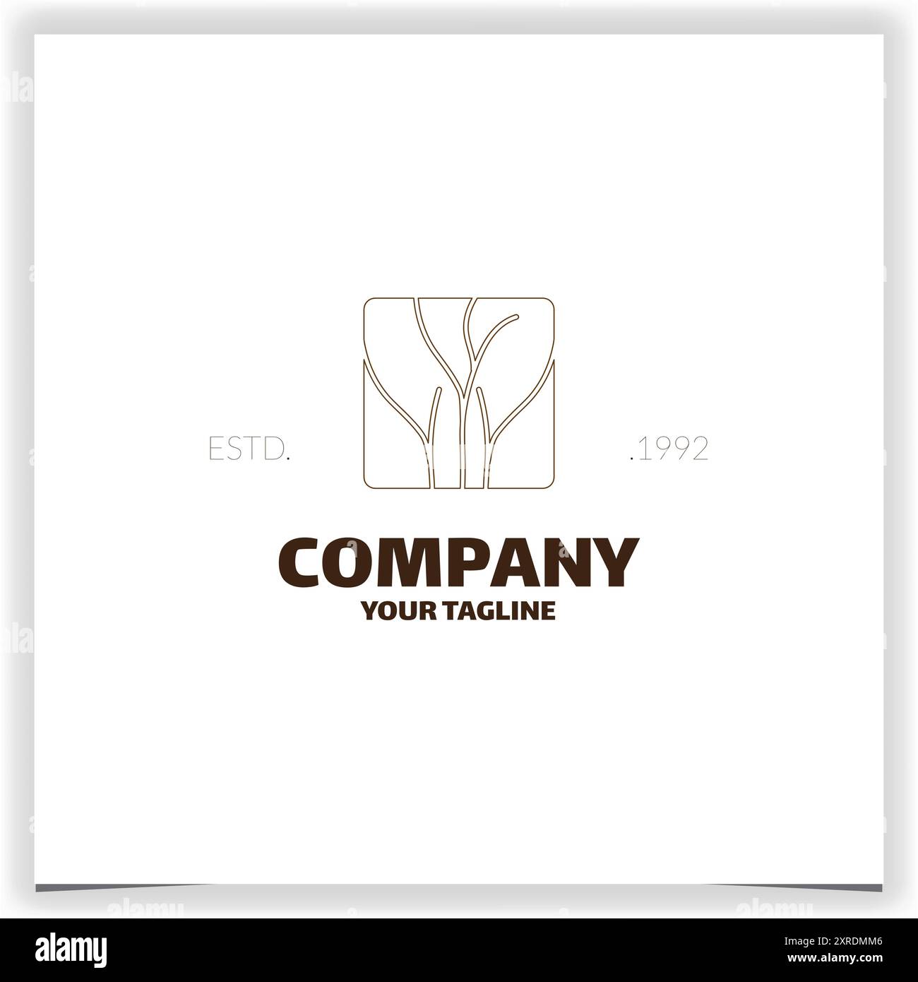 line art tree branch in square logo design vector template Stock Vector ...