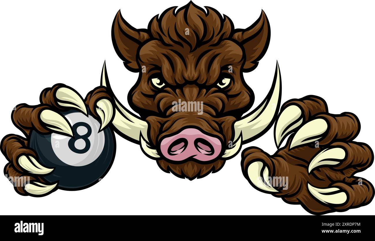 Boar Wild Hog Razorback Warthog Pig Pool Mascot Stock Vector Image ...