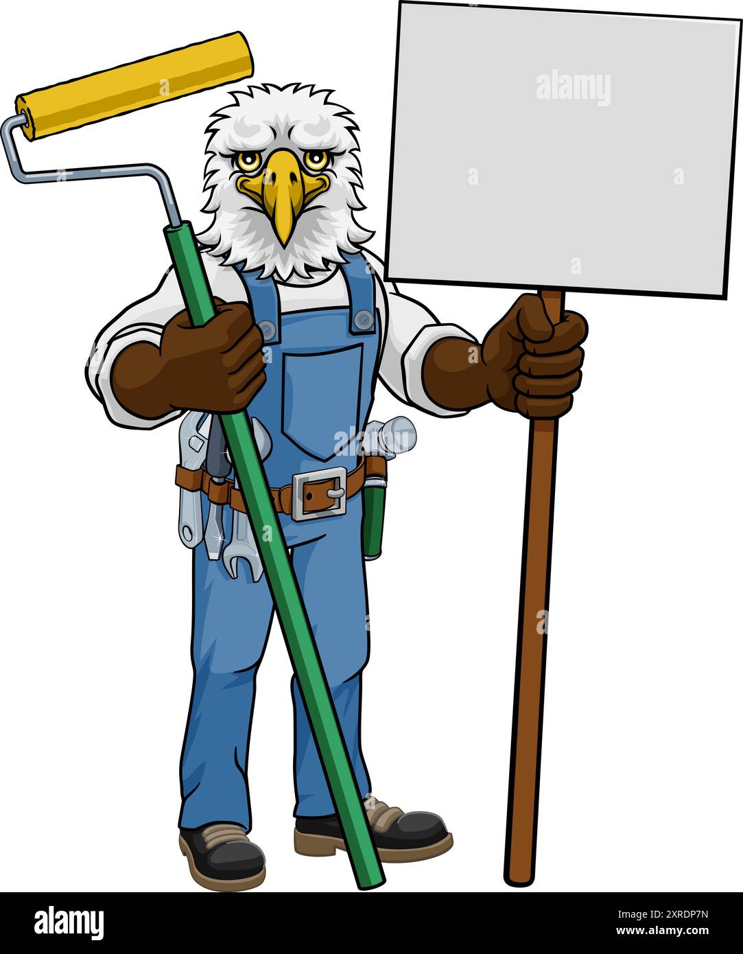 Eagle Painter Decorator Paint Roller Mascot Man Stock Vector Image ...