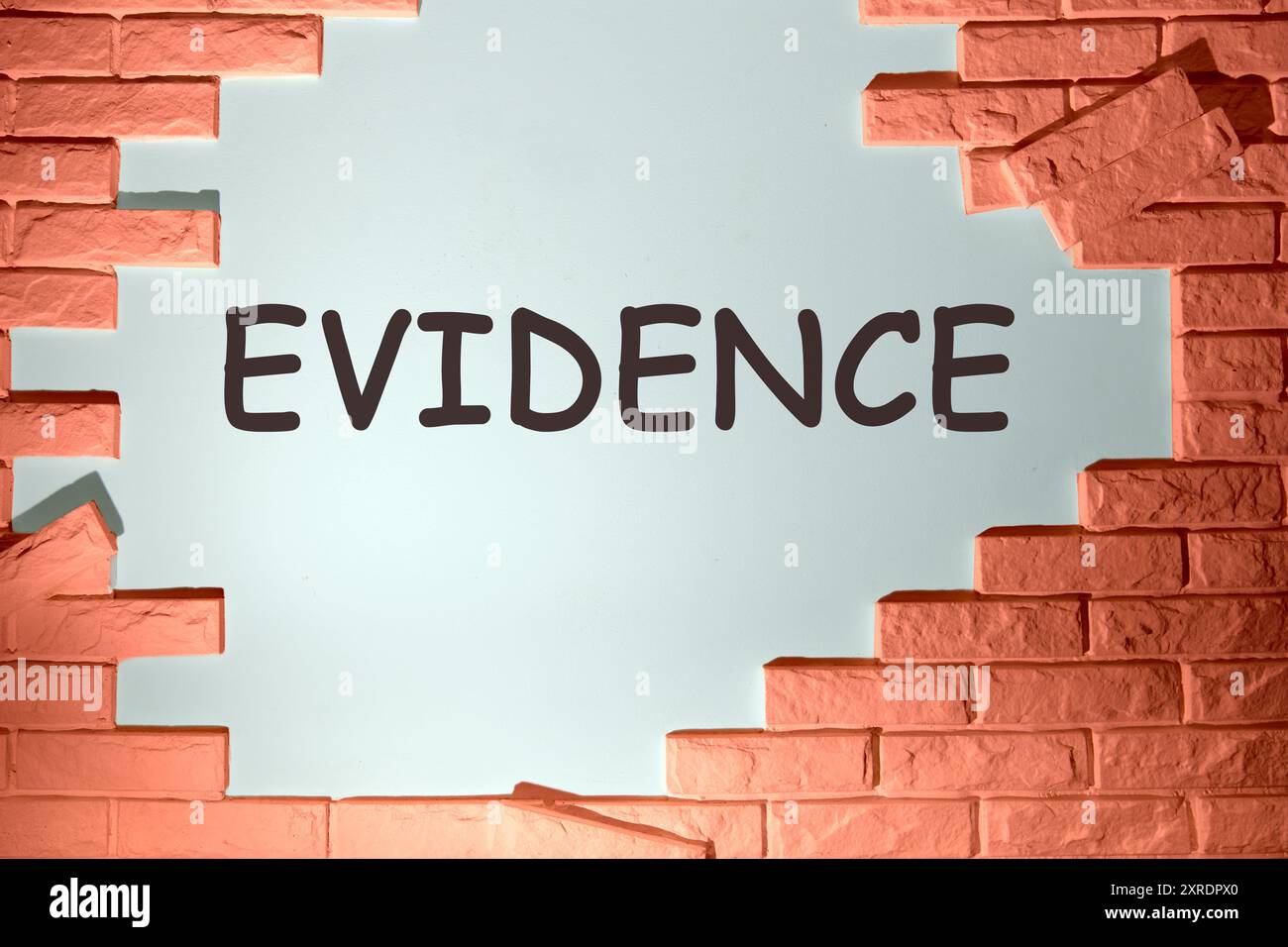 Business and finance concept. The inscription EVIDENCE on a white wall ...