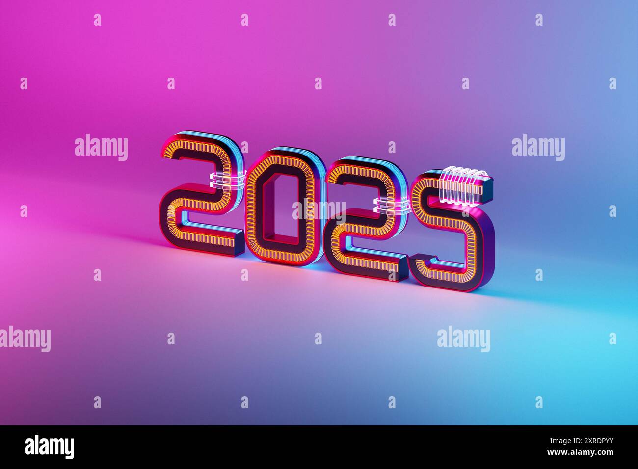 2025 calligraphy with 3d numbers on colorful background with New Year ...