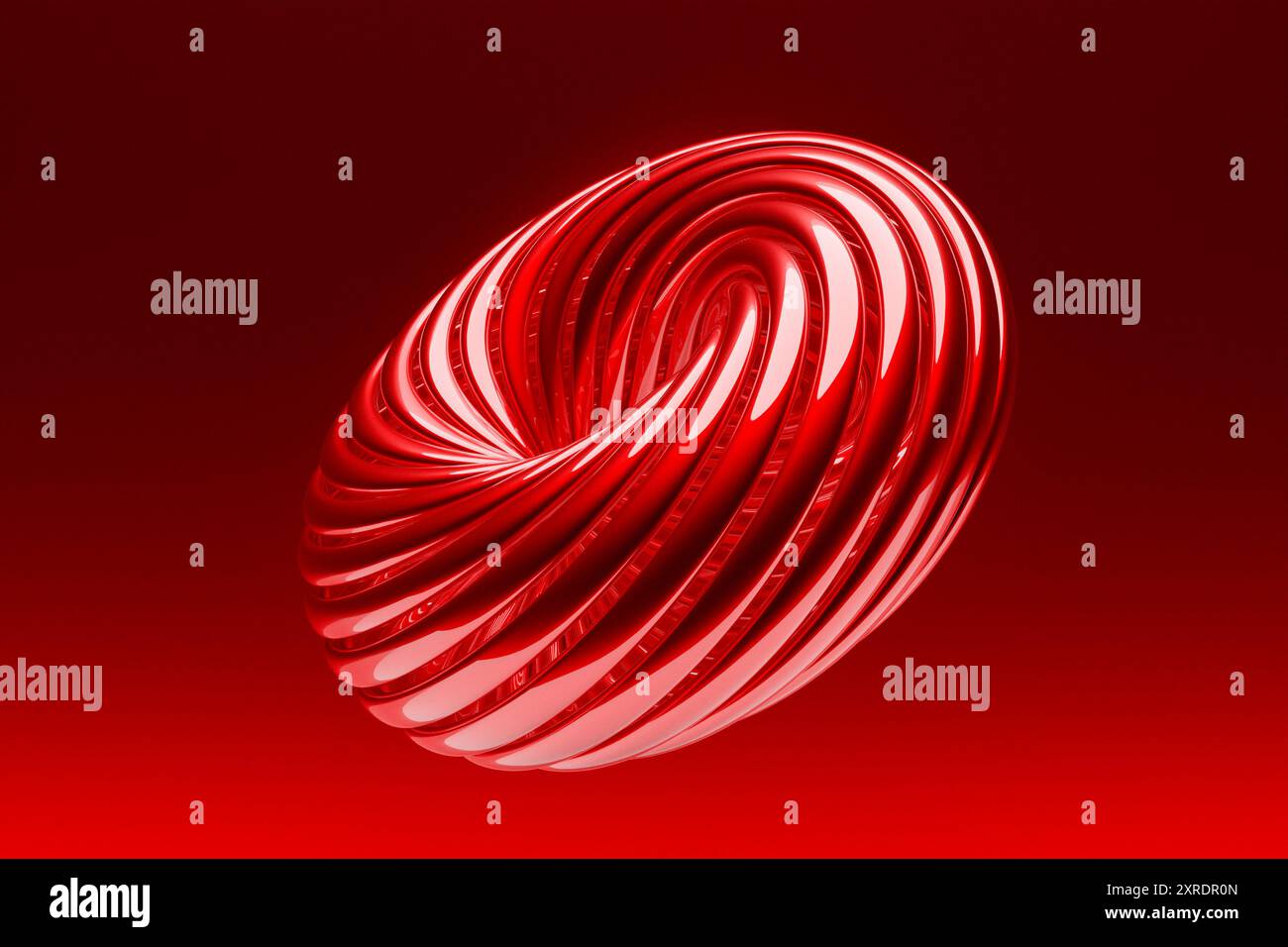 3D illustaration of a red torus. Fantastic cell.Simple geometric shapes ...