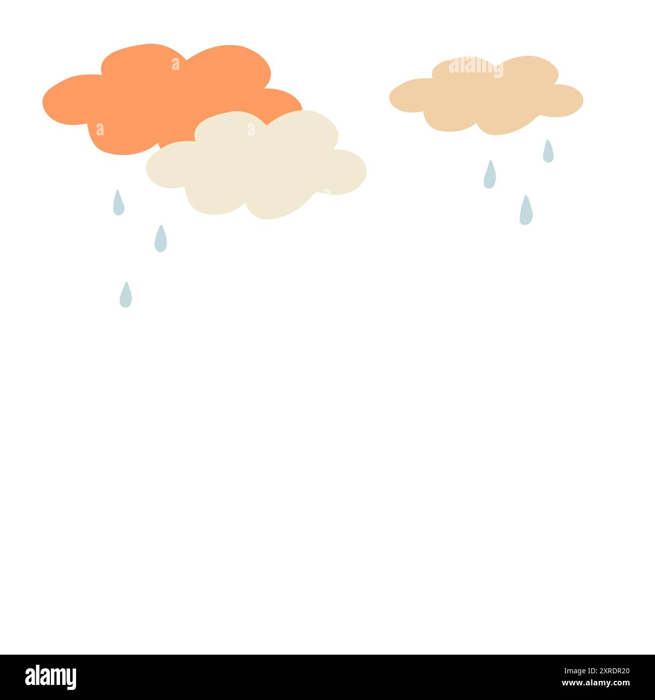 Soft rain falling from pastel clouds in a minimalist illustration Stock ...