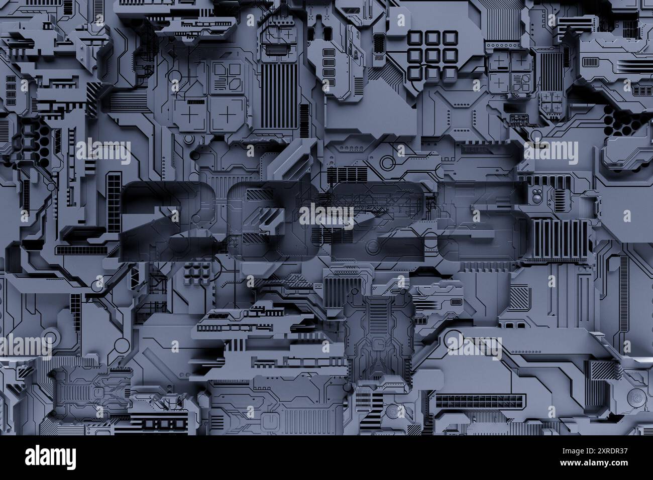 3D illustration Abstract geometric tech pattern with futuristic tech ...