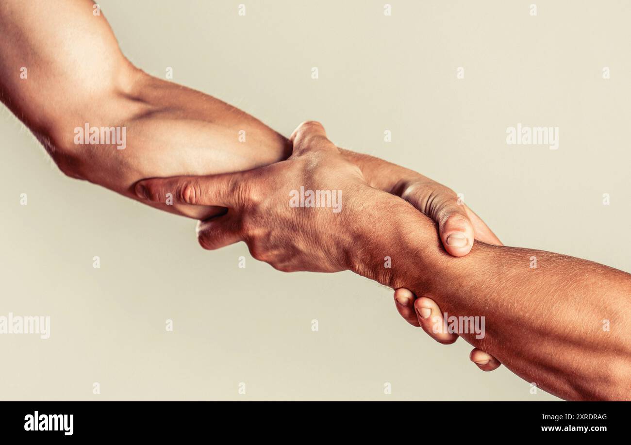 Two hands, helping. Helping hand concept and international day of peace ...