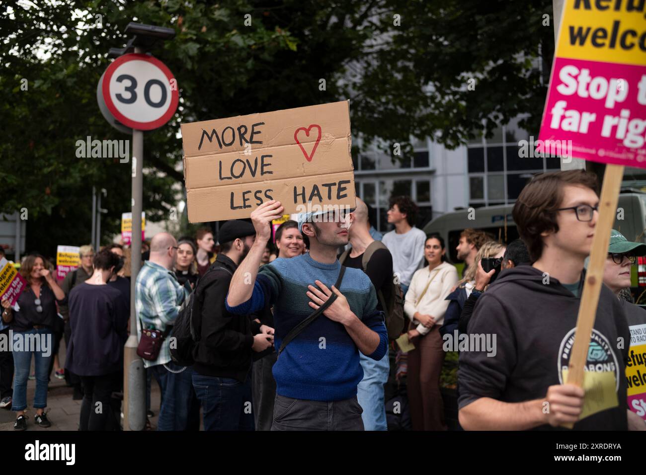 Hundreds of anti-racist protesters gathered in Brentford on Wednesday ...