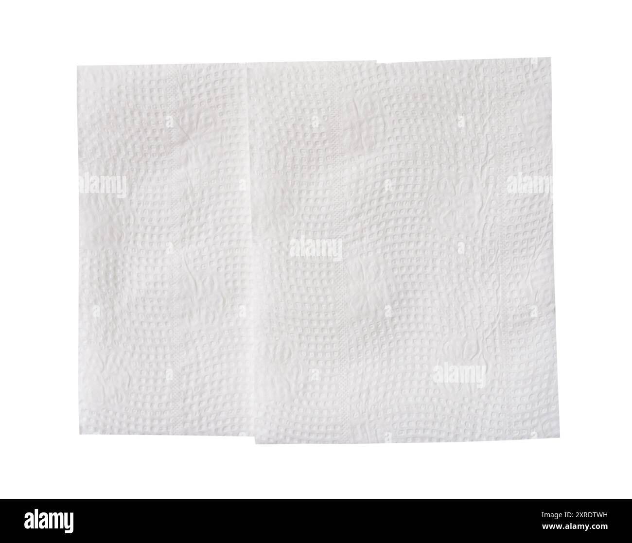 Top view of two folded tissue paper in stack is isolated on white ...