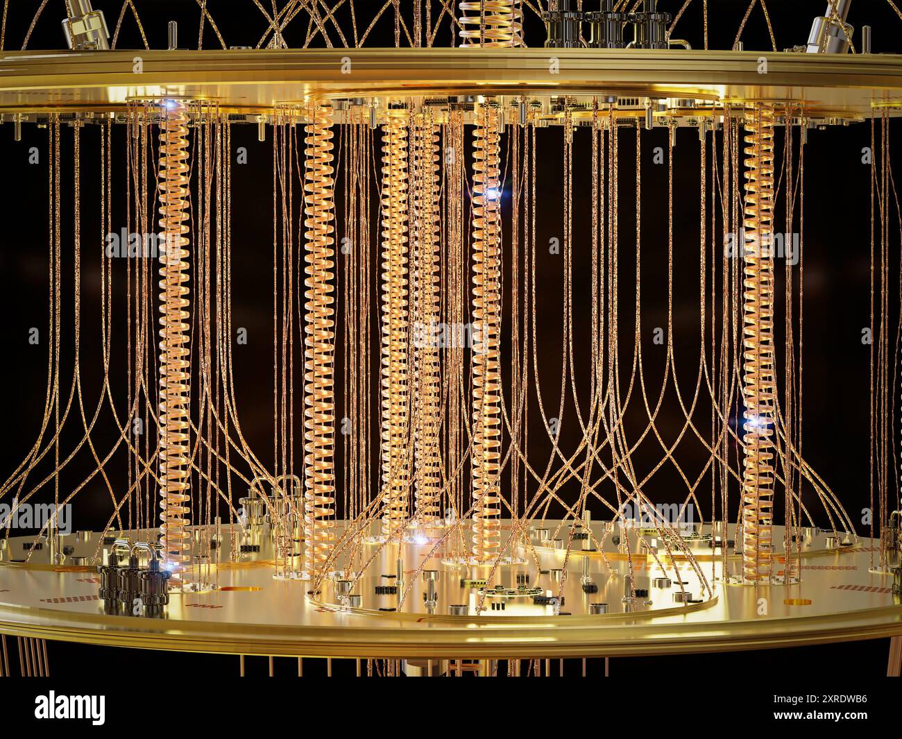 3d rendering golden quantum computer machine close up Stock Photo - Alamy