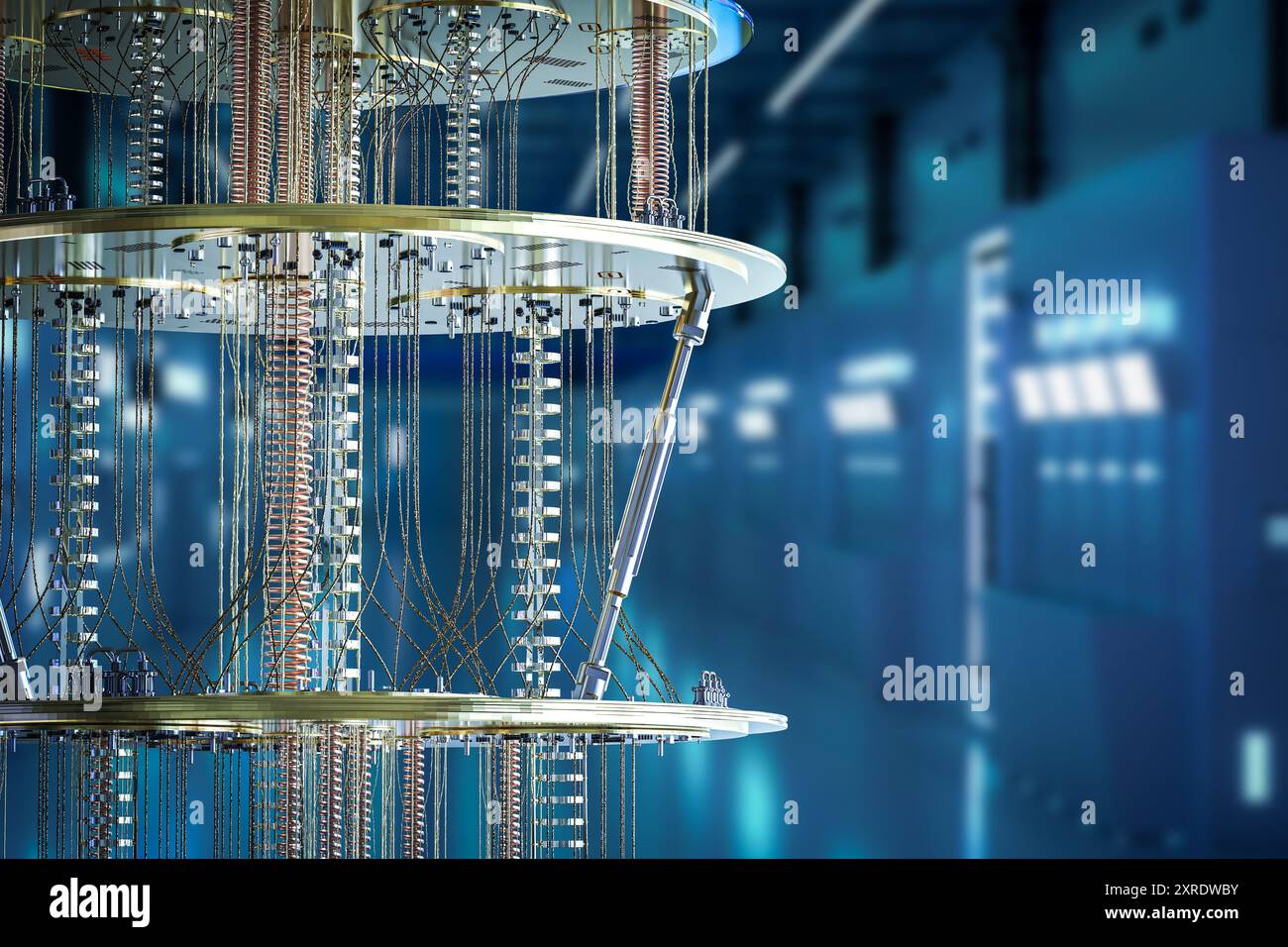 3d rendering golden quantum computer machine close up Stock Photo - Alamy