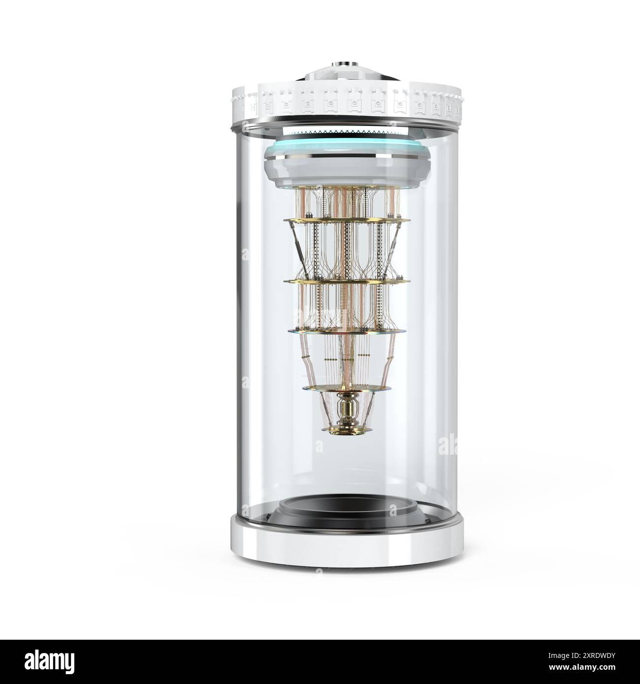 3d rendering quantum computer machine in shield capsule isolated on ...