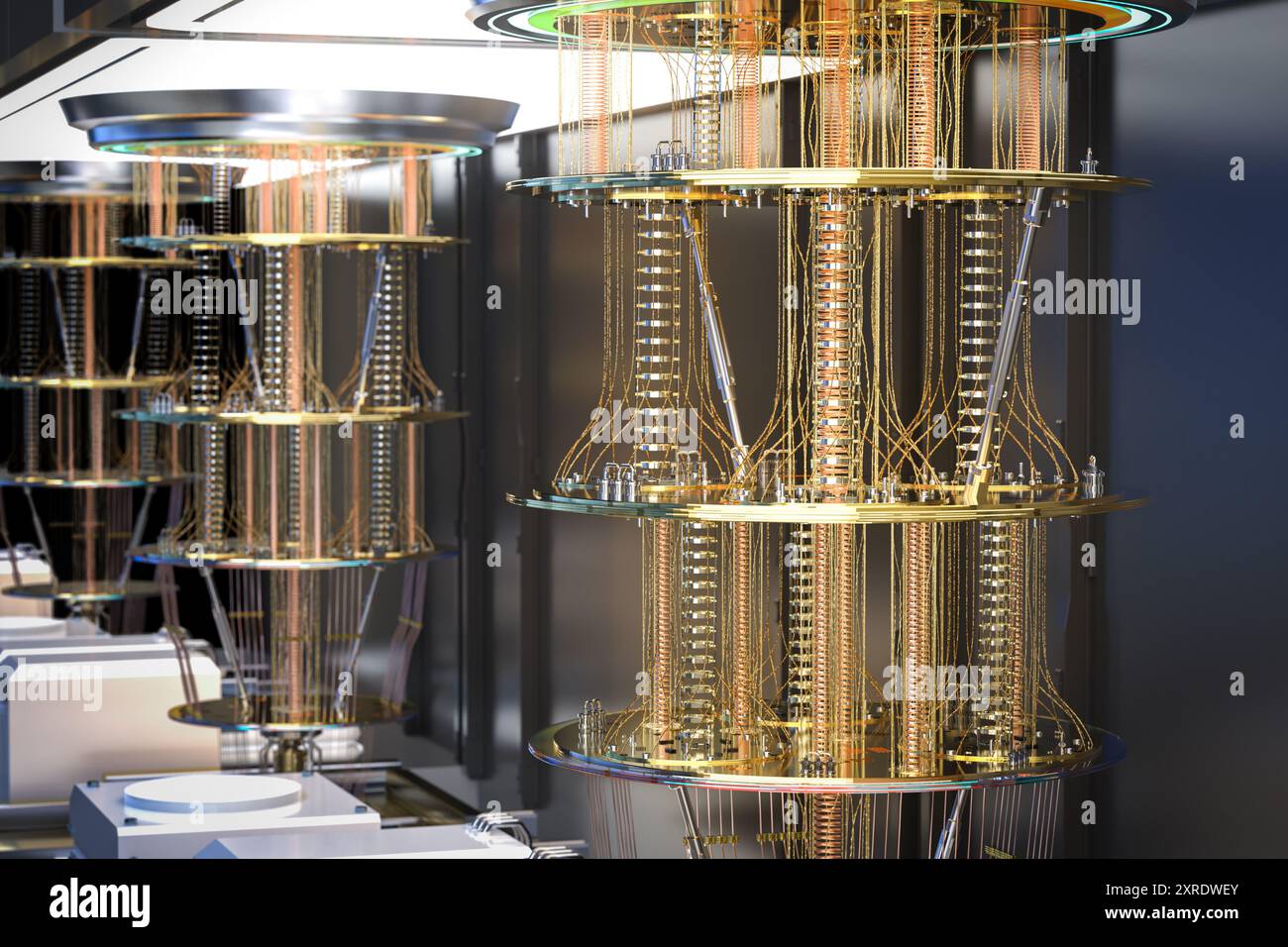 3d rendering group of quantum computer machines in shields Stock Photo ...