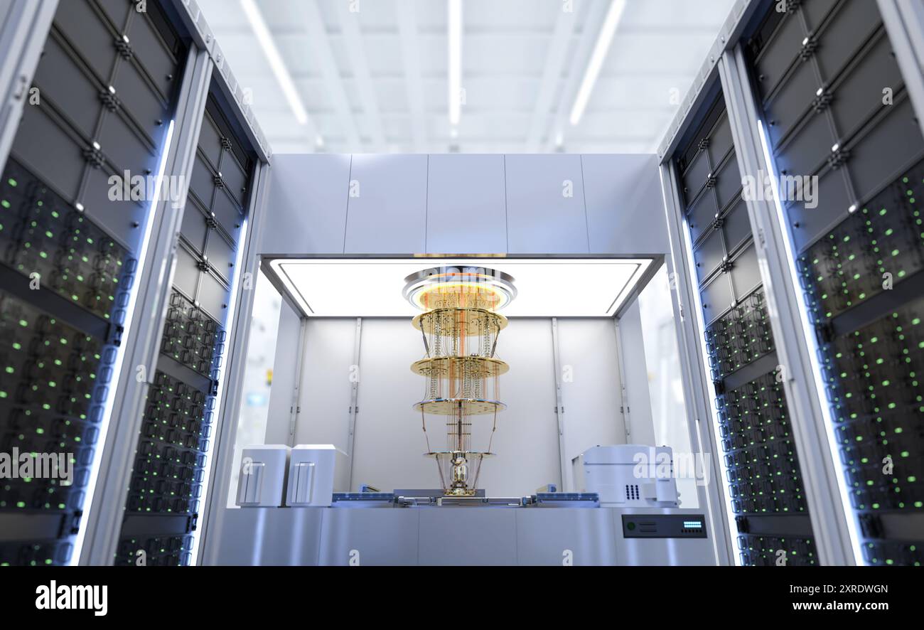 3d rendering quantum server network with quantum computer machine in server room Stock Photo - Alamy