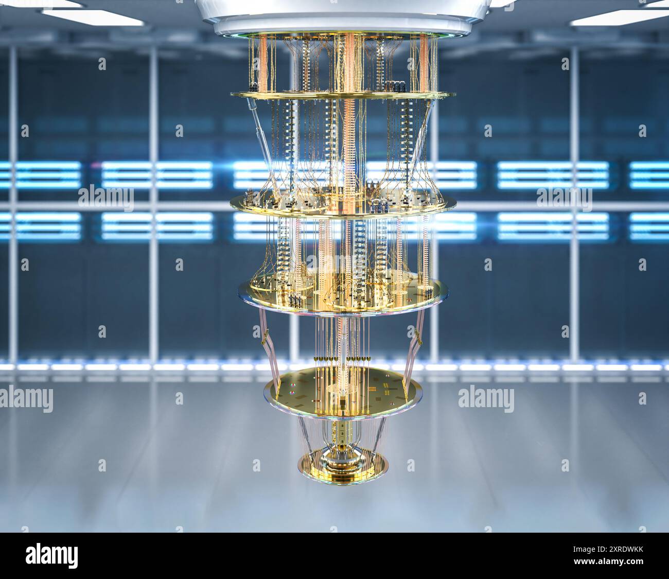 3d rendering quantum server network with quantum computer machine in ...