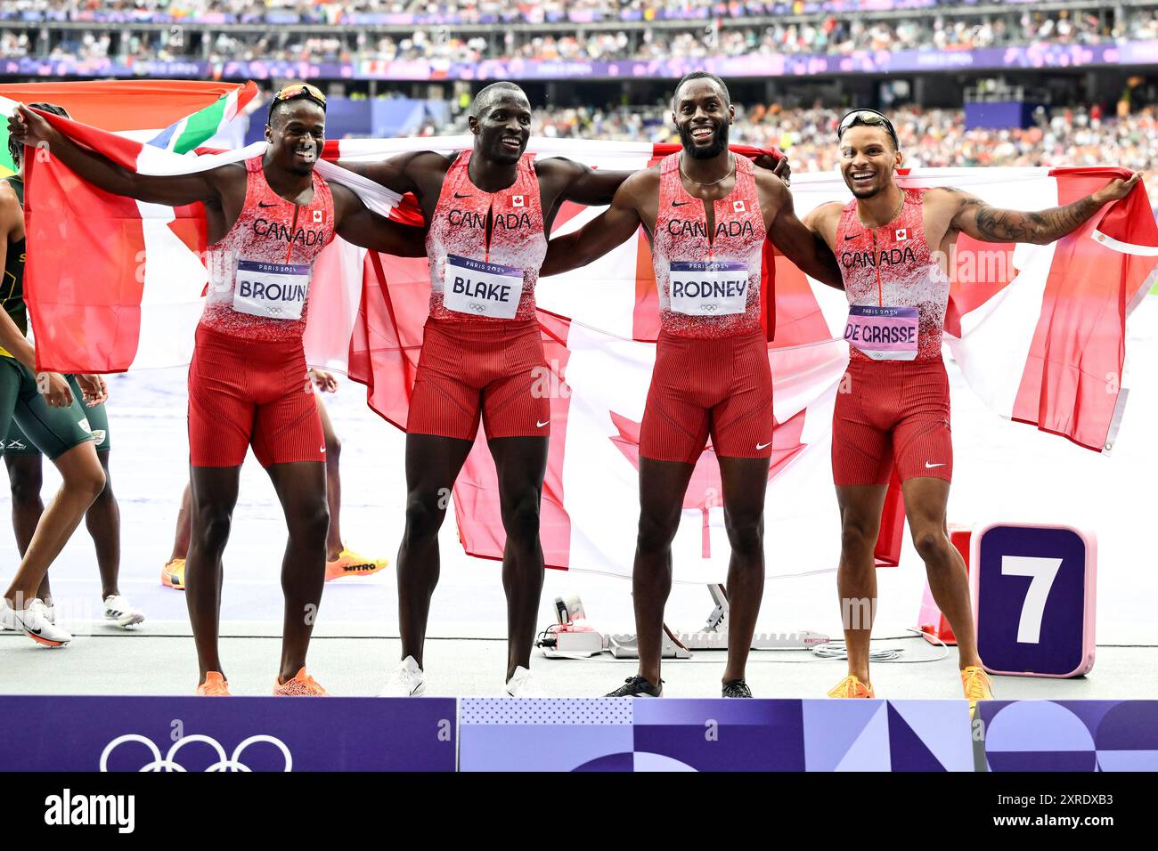 Paris, France. 09th Aug, 2024. Aaron Brown, Jerome Blake, Brendon ...