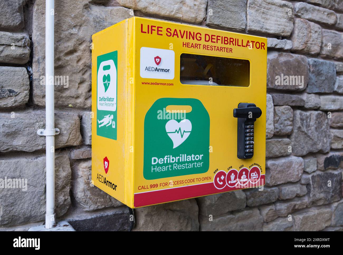 Defibrillator mounted outside Booths supermarket in Settle North ...
