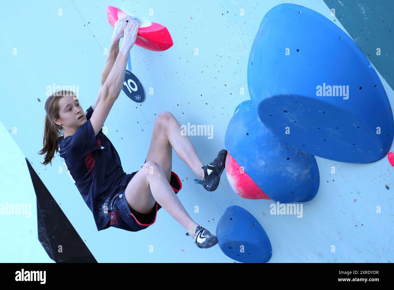 Erin McNeice of Great Britain competes in the women's boulder and lead ...