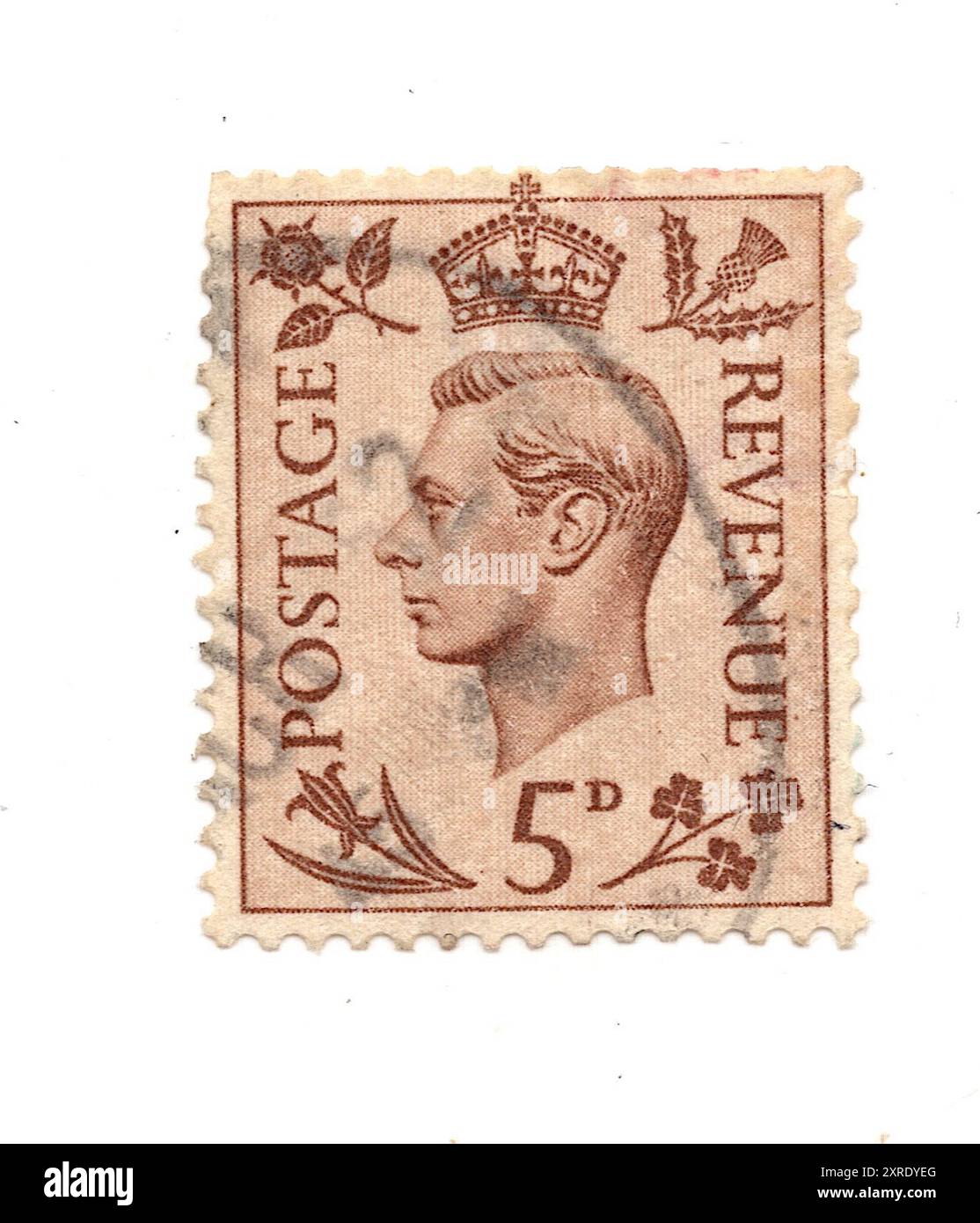 A vintage king George VI postage stamp from Great Britain on a white ...