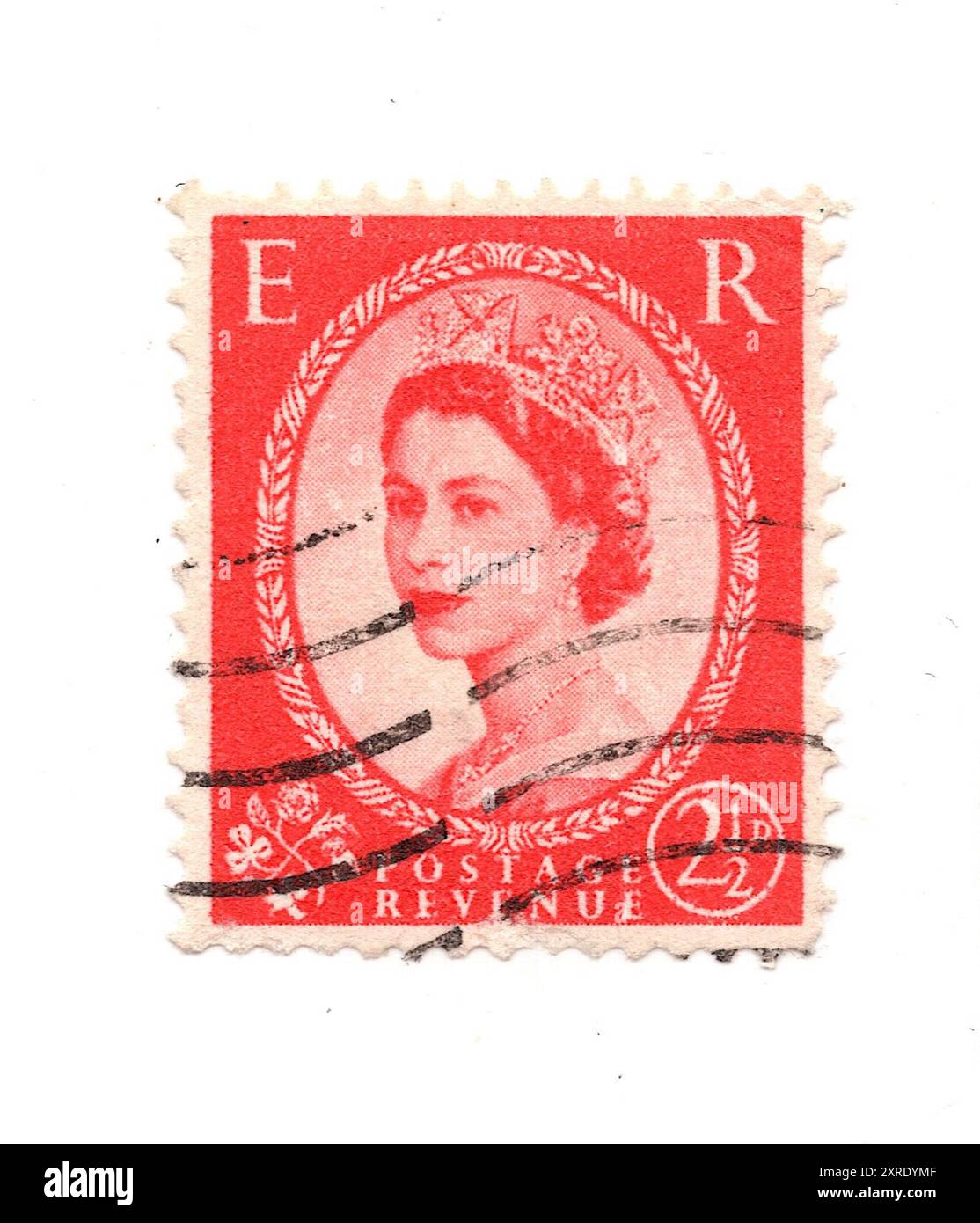 A vintage Queen Elizabeth II postage stamp from Great Britain on a ...