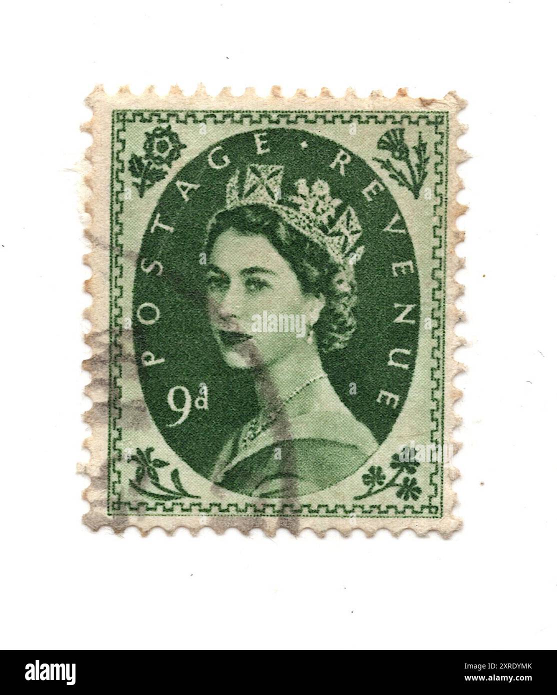 A vintage Queen Elizabeth II postage stamp from Great Britain on a ...