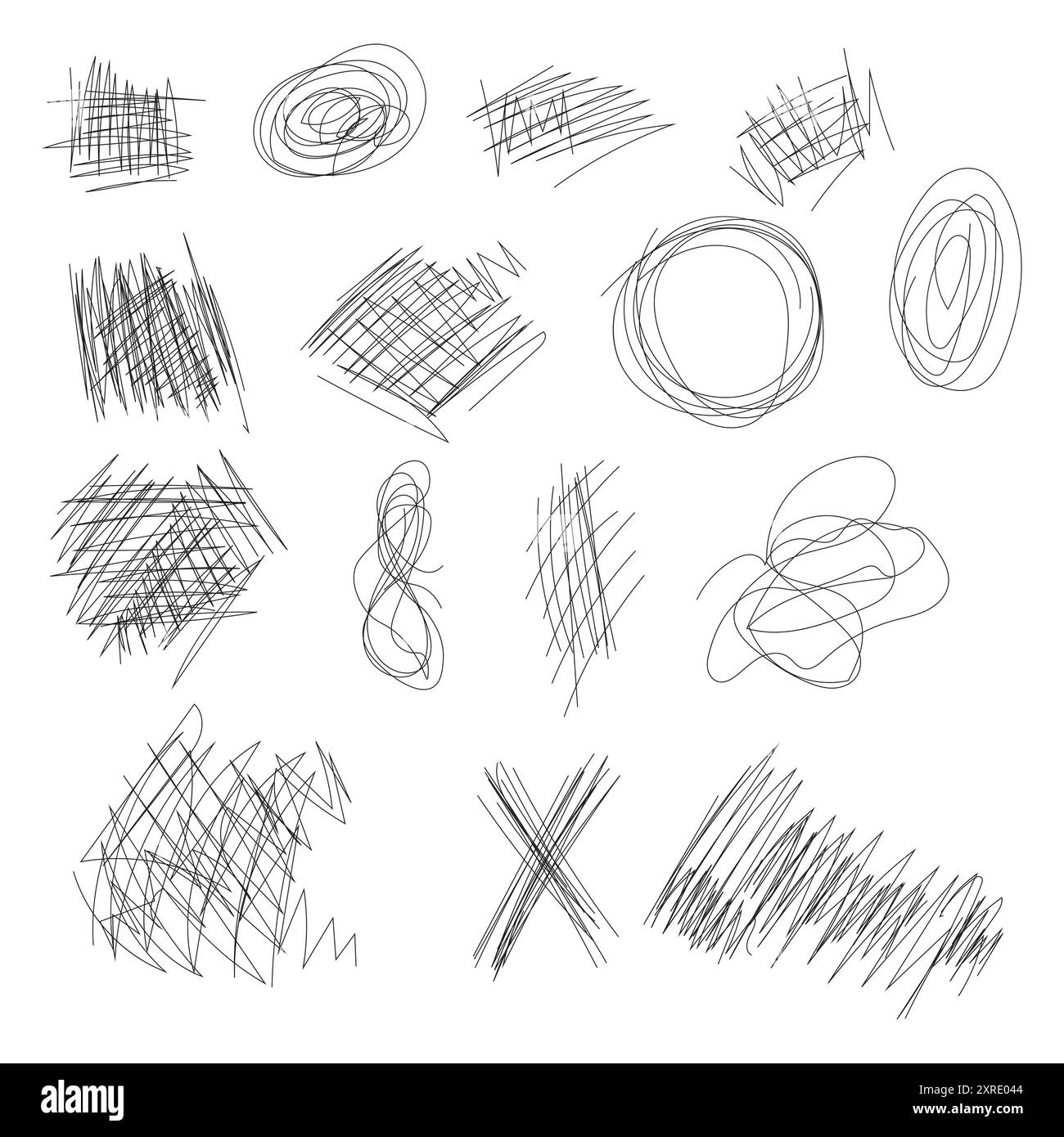 Scribble doodle set. Ink brush stroke element in black Stock Vector ...