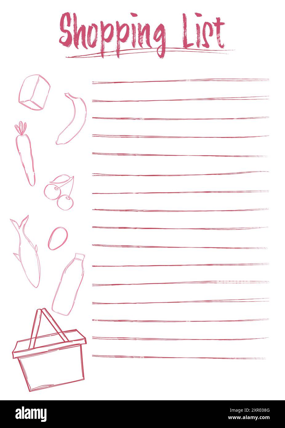 Shopping List. Empty shopping planning form. Personalized shopping list ...