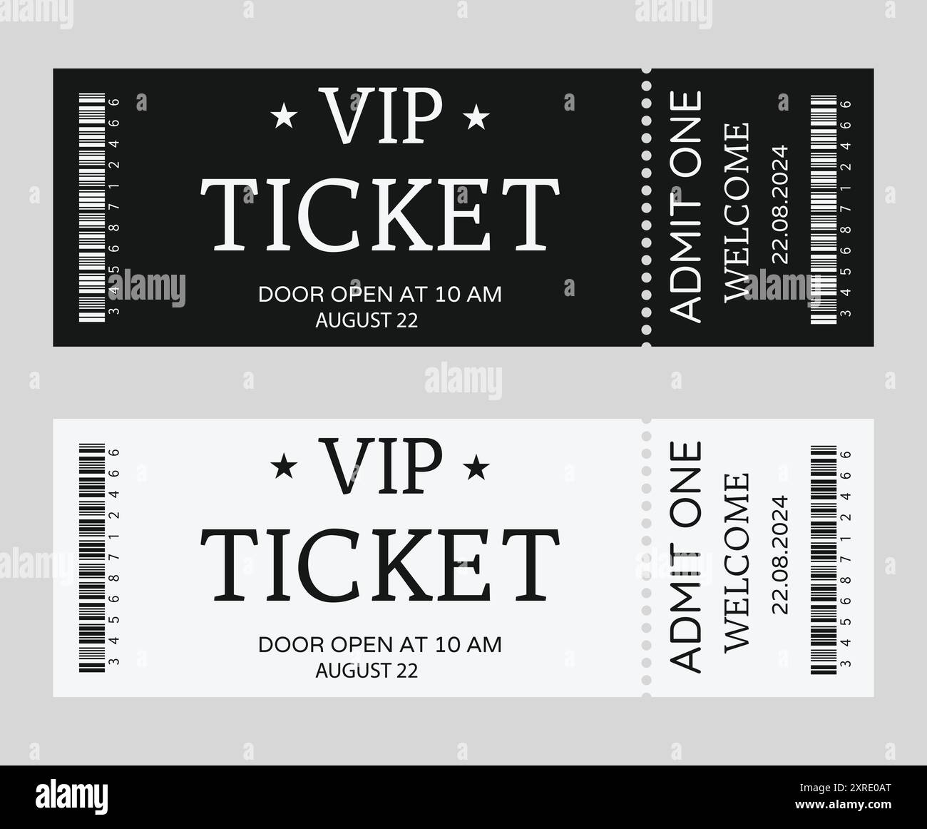 Admission ticket. Printable VIP ticket. Black and white ticket ...