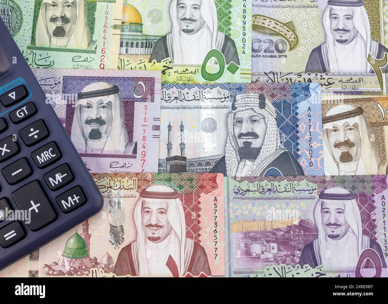 Saudi Riyals and Calculator. Currency and Finance Concept Stock Photo ...