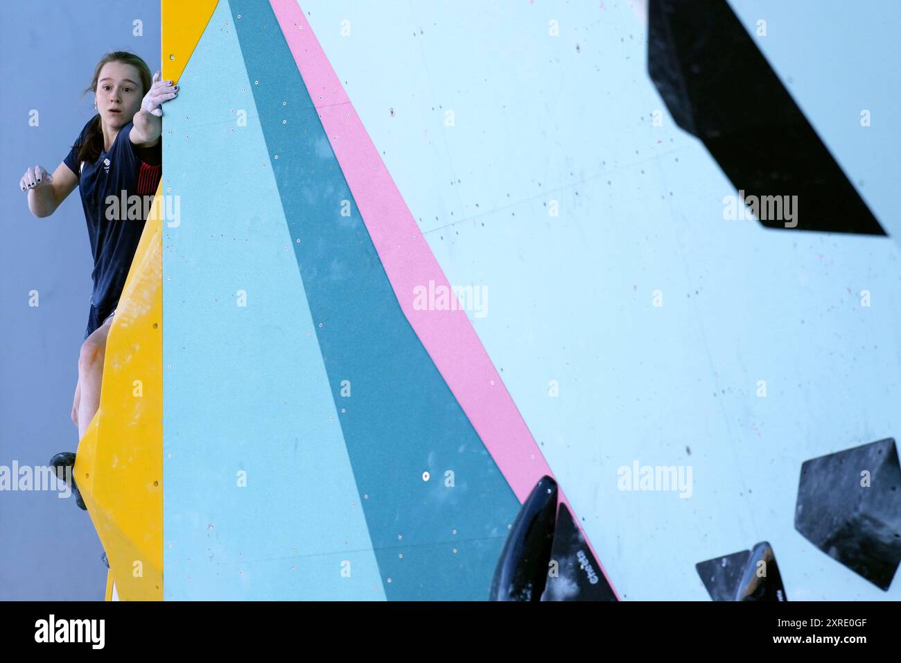 Erin McNeice of Great Britain competes in the women's boulder and lead ...