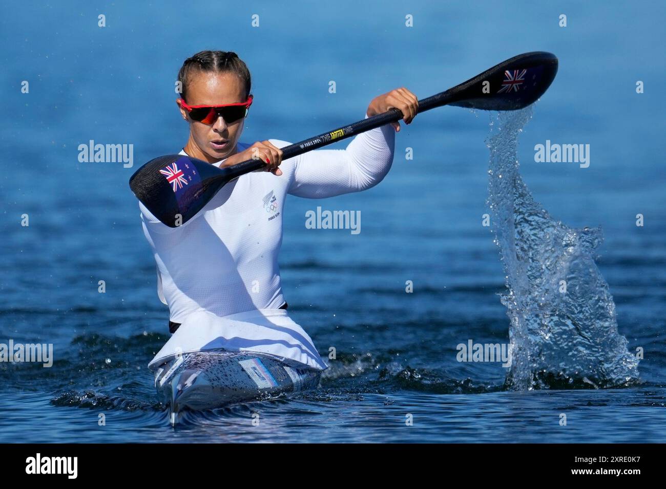 Lisa Carrington, of New Zealand, competes in the women's kayak single ...