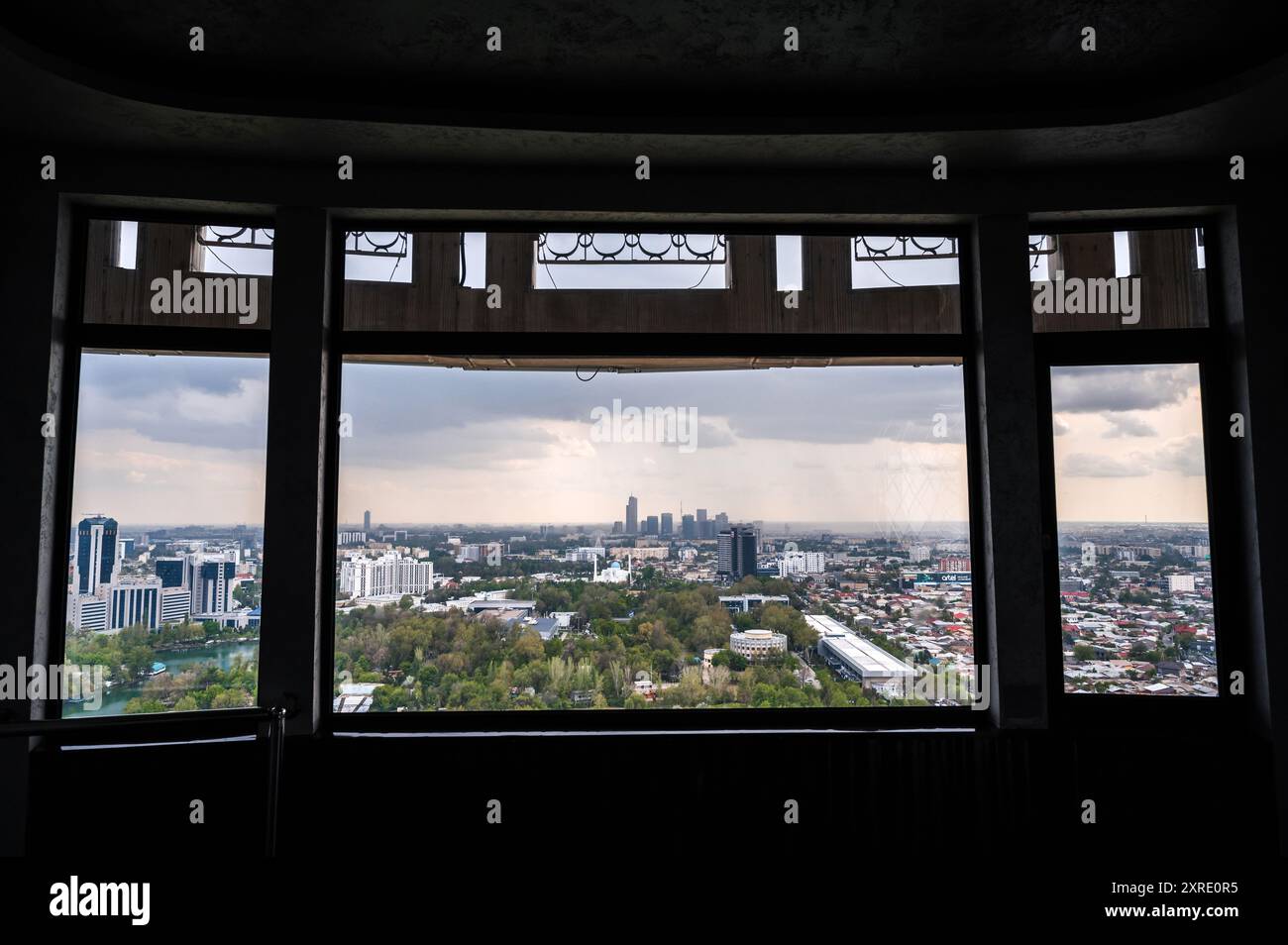 aerial view of city Tashkent and skyscrapers through the observation ...