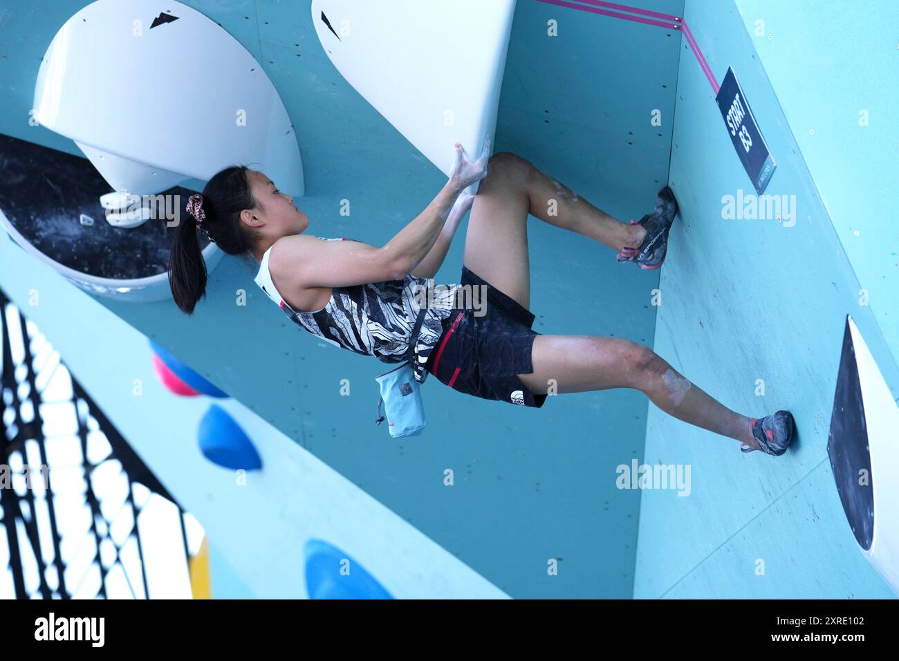 Seo Chaehyun of Korea competes in the women's boulder and lead, boulder ...