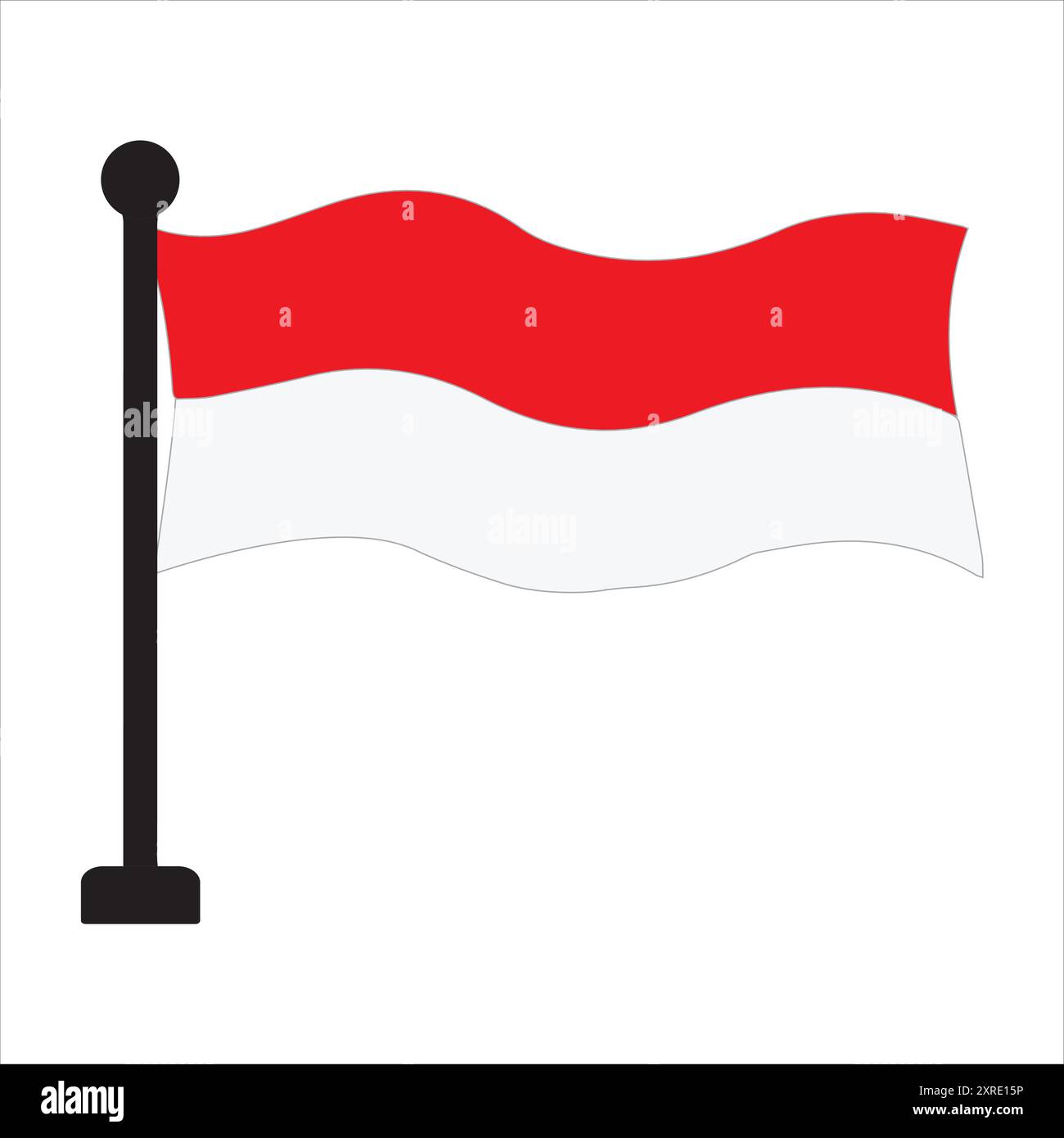 Indonesian Flag with Pole, illustration of the Indonesian flag waving ...