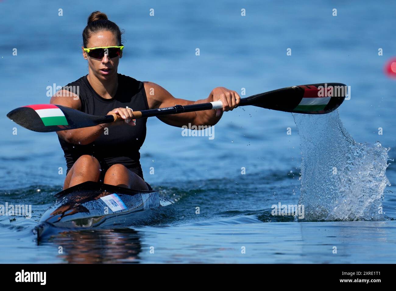 Tamara Csipes, of Hungary, competes in the women's kayak single 500 ...