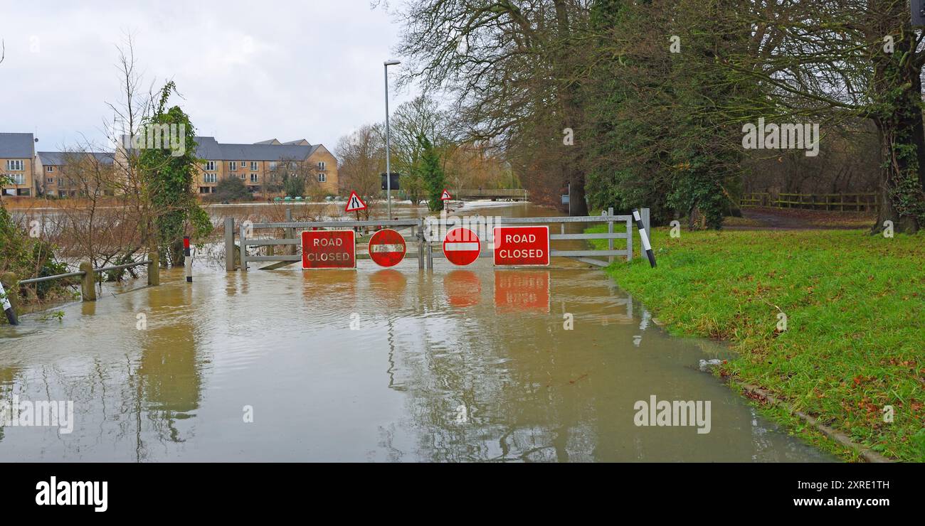 Flooding river Ouse causing bridge and road to be shut off Stock Photo ...
