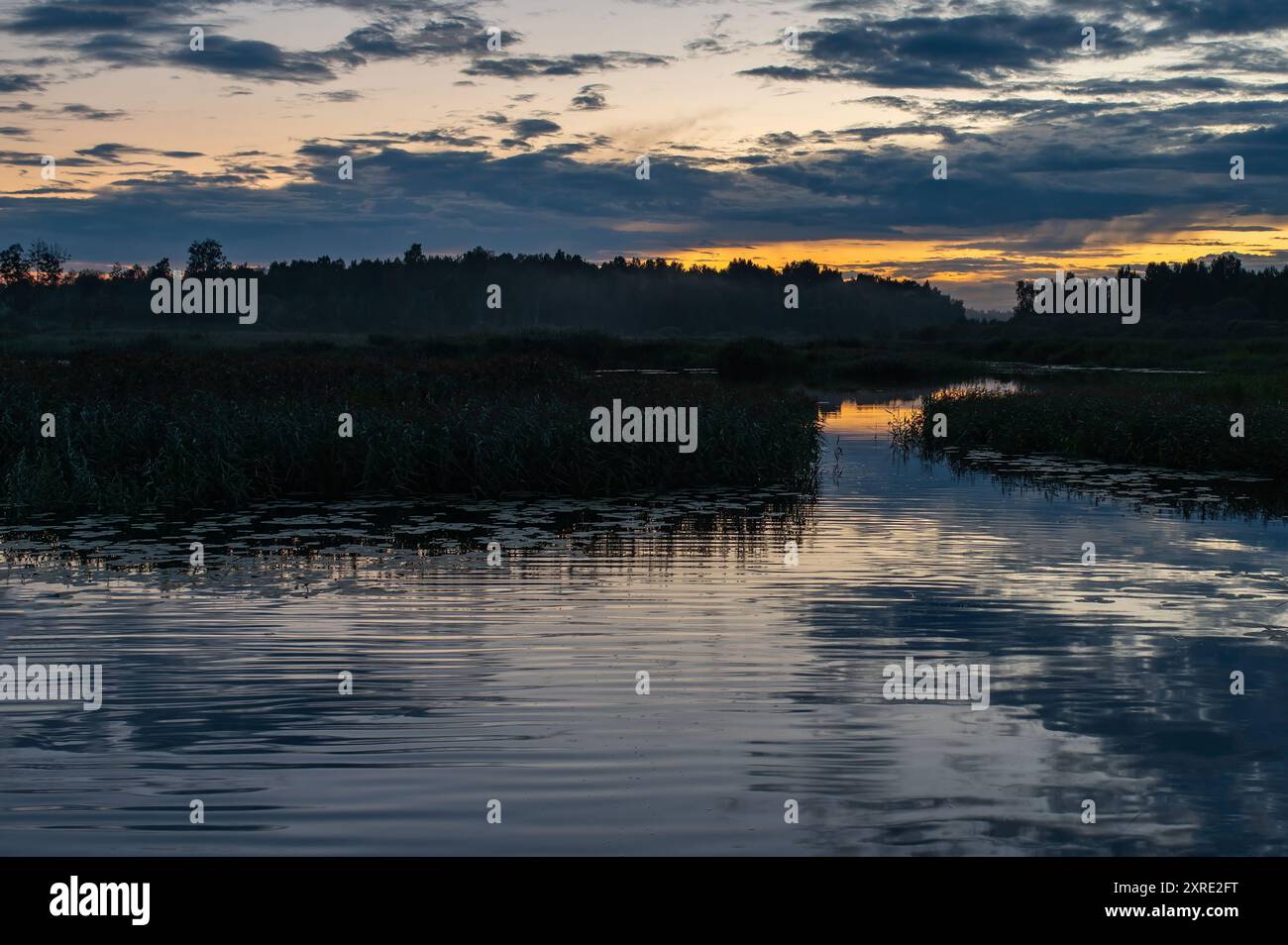Late evening at the Tamula Lake of Voru, Estonia. Nature Landscape ...