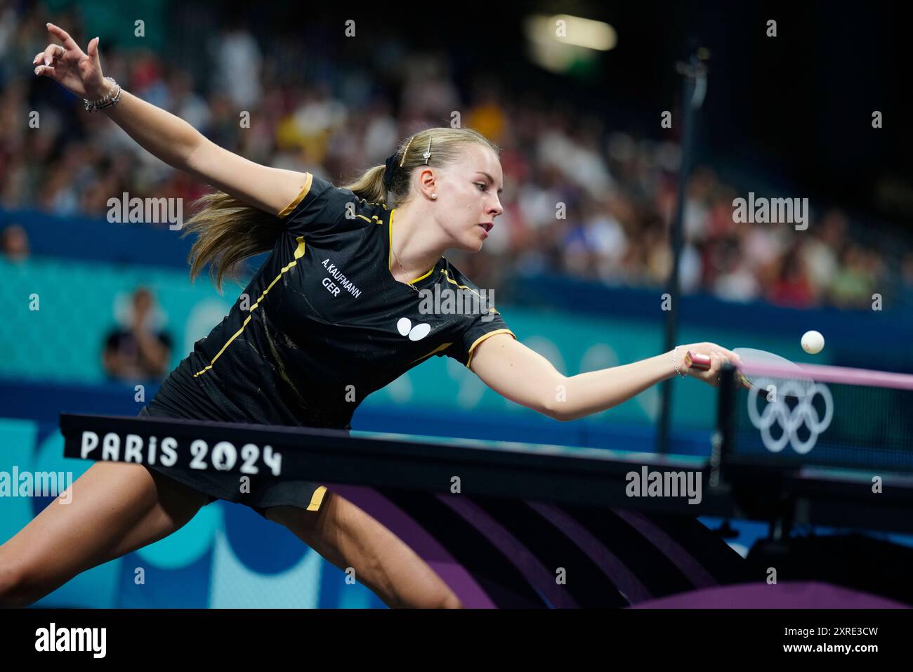 Germany's Annett Kaufmann plays against South Korea's Lee Eunhye during ...