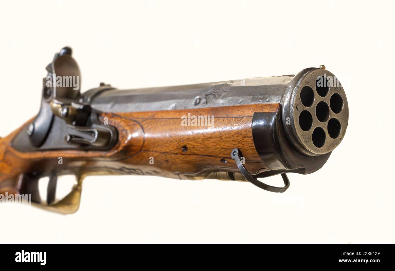 French Seven-Barreled Flintlock Volley Gun, 18th centaury Stock Photo ...