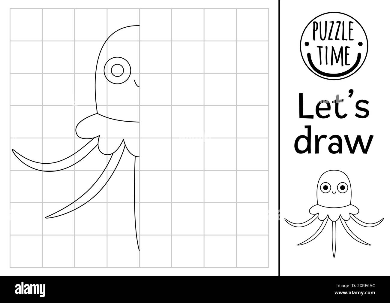 Complete the jellyfish. Vector ocean kingdom symmetrical drawing ...