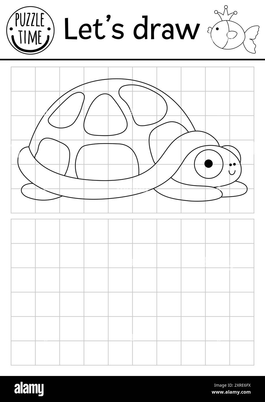 Draw the turtle. Vector ocean drawing practice worksheet with water ...