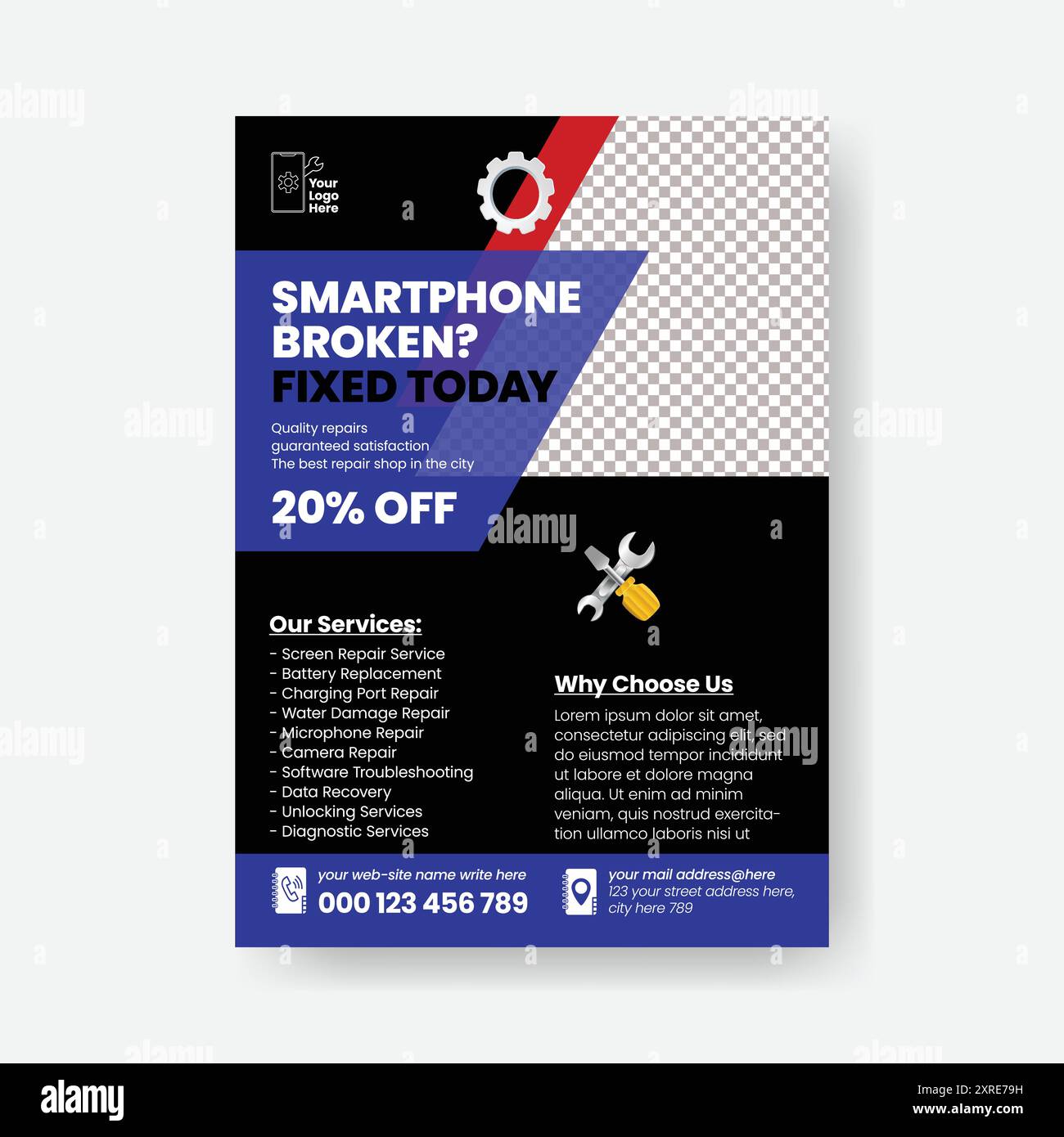 Smartphone repair and Gadget Repairing service print flyer or poster ...